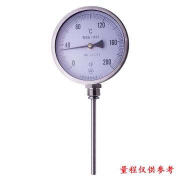 上仪 不锈钢双金属温度计WSS-411,径向（角型）,Φ100,可动外螺纹,M27*2,L=100mm,0-500°C,1.6级 - 工业品采购平台